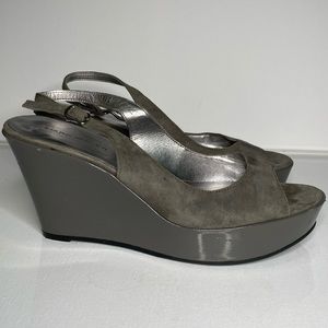 Marc Fisher | Shoes | Marc Fisher Grey Leather Platform Heels | Poshmark